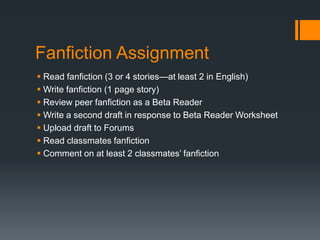 Reading and Writing with Fanfiction | PPTX