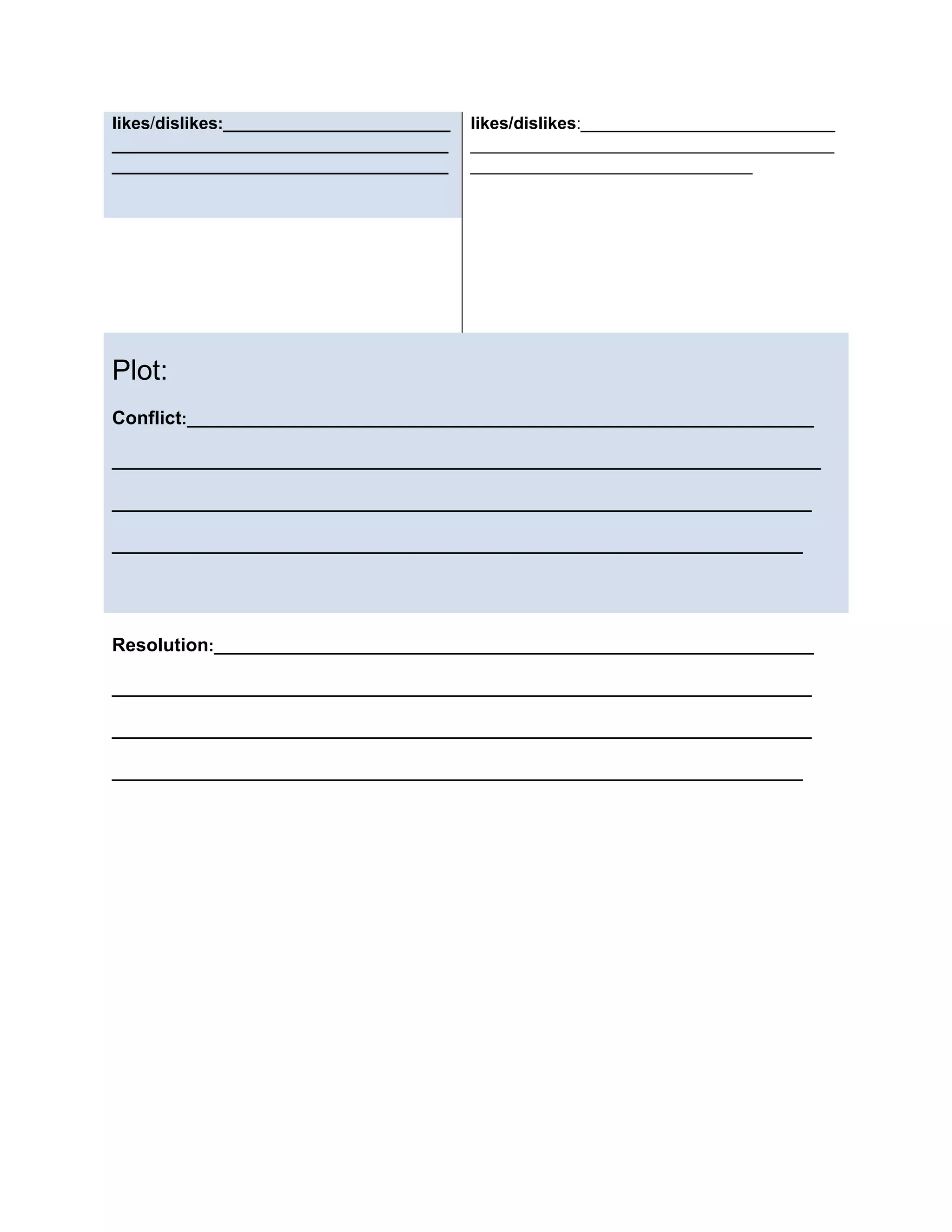 Fanfiction template worksheet | DOCX
