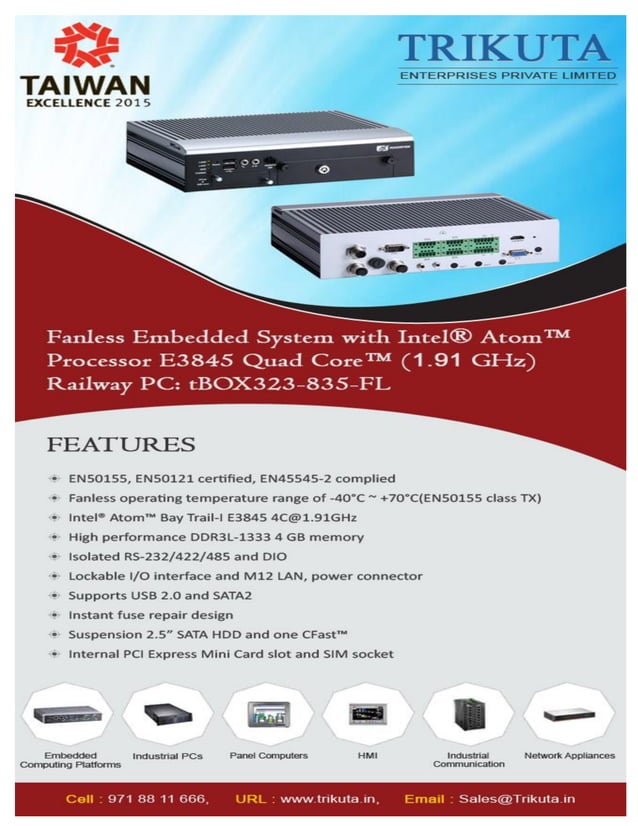 Fanless Embedded System with Intel® Atom™ Processor E3845 Quad Core™ (1 ...