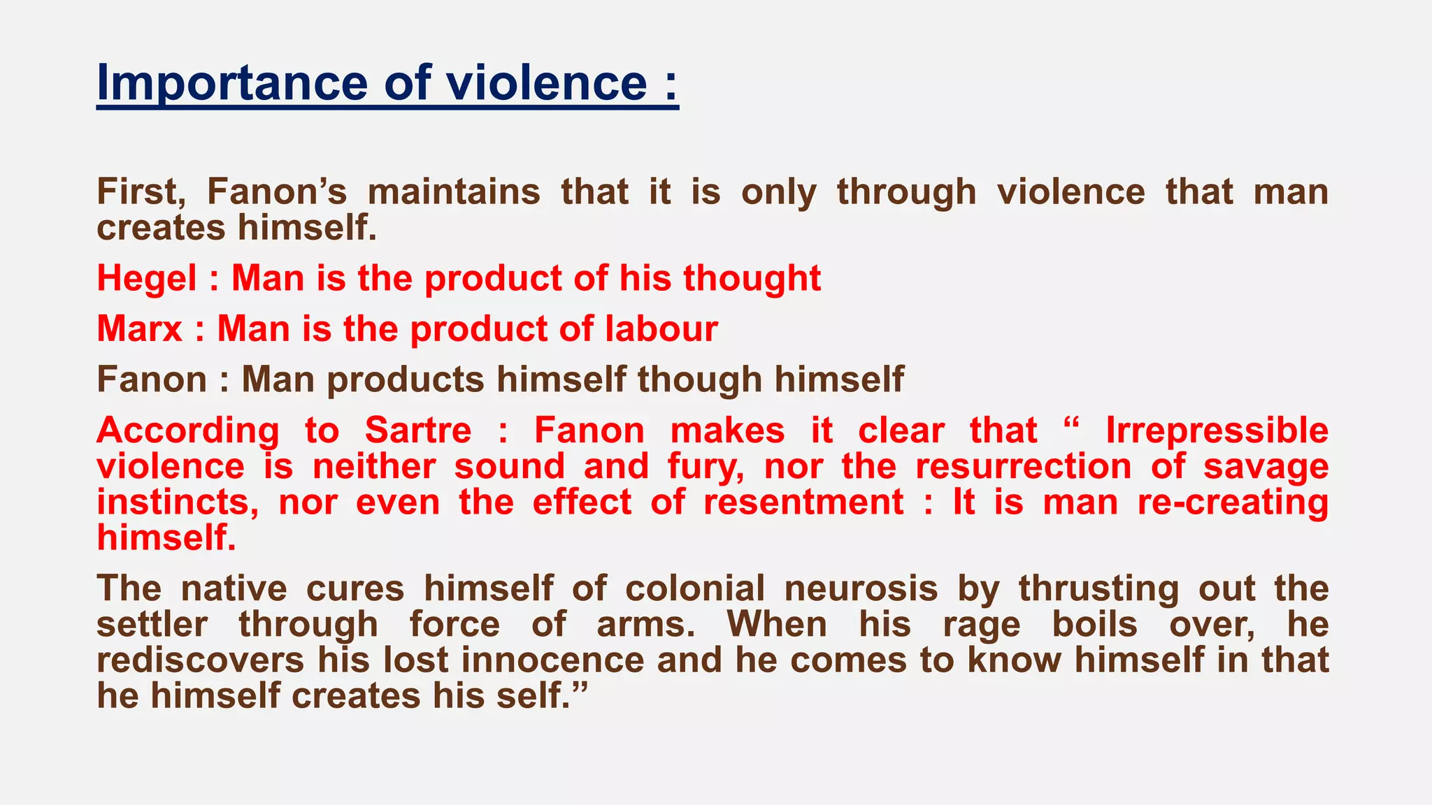 Fanon’s THEORY OF VIOLENCE.pptx | Substance Abuse | Diseases and Conditions