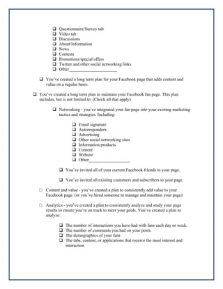 Fanpage checklist | PDF