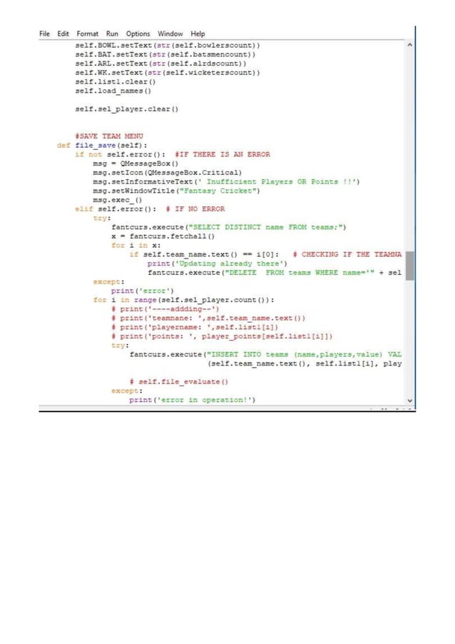 Fantasy cricket game using python(intershala project) | PDF ...