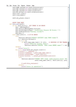 Fantasy cricket game using python(intershala project) | PDF
