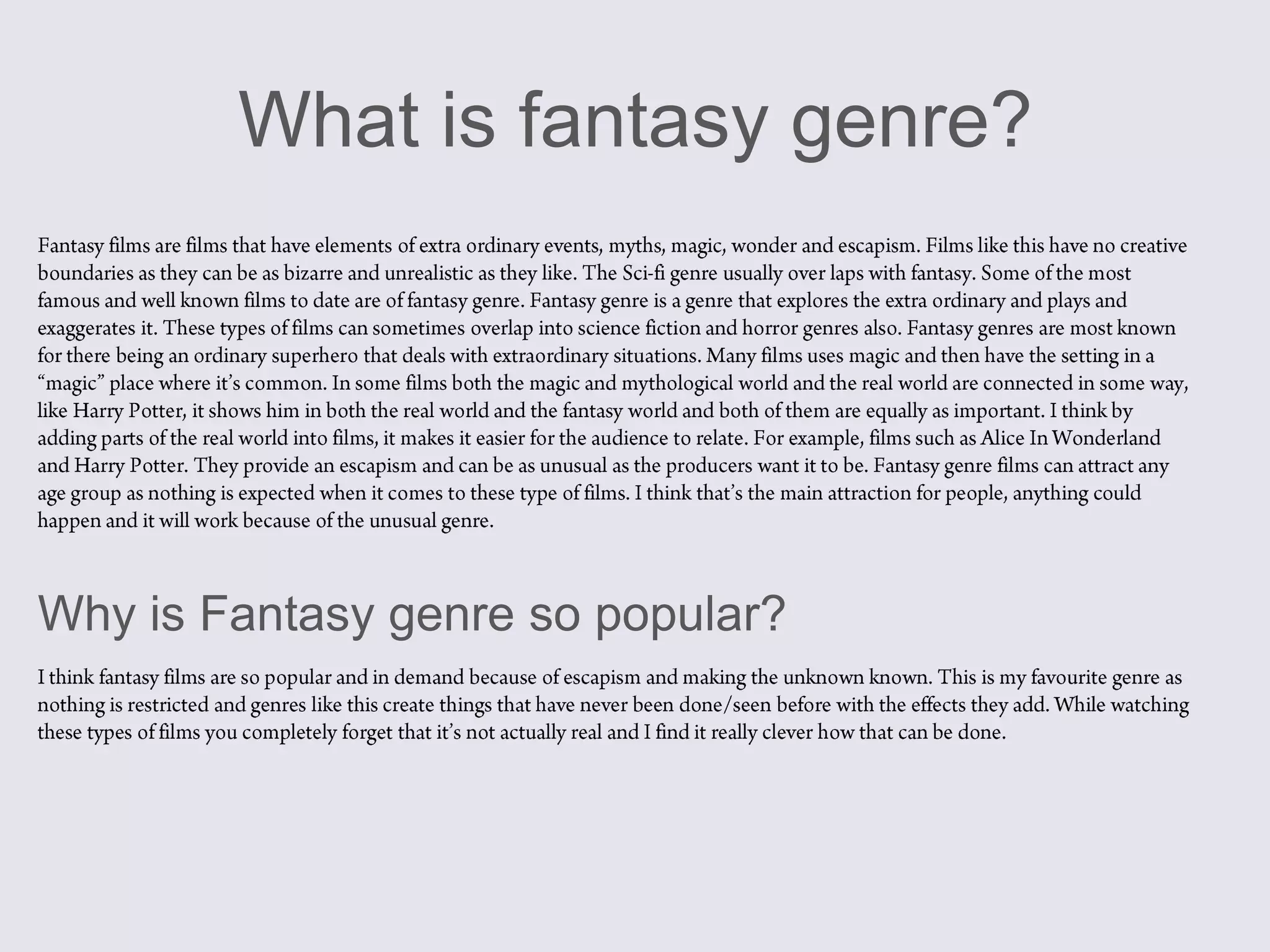 Fantasy genre powerpoint jen. | PPT
