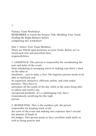 Fantasy Team WorksheetREMEMBER to watch the Strayer Talk.docx ...