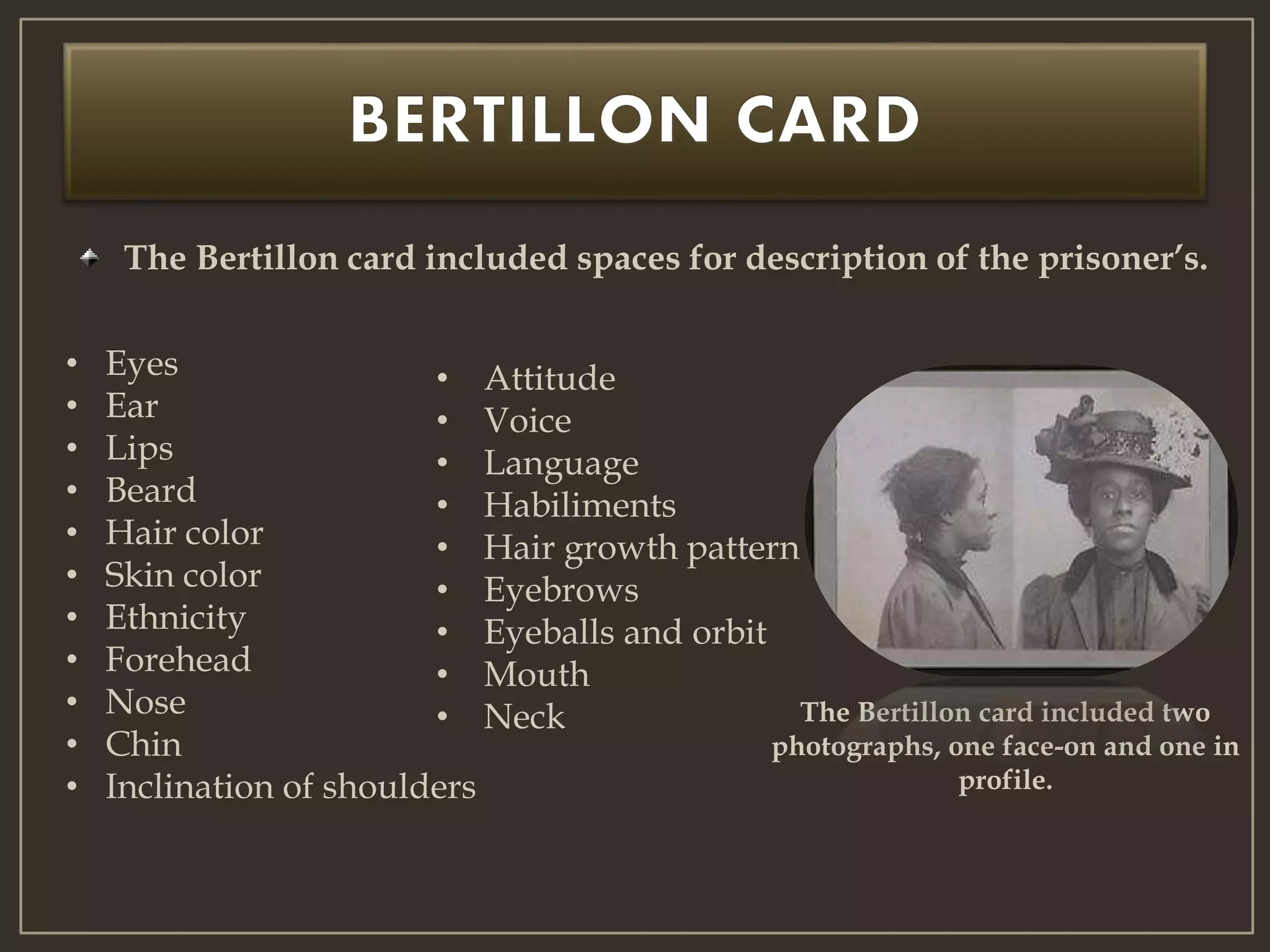 Portrait Parle via Bertillon System By G S Shaktawat | PPTX