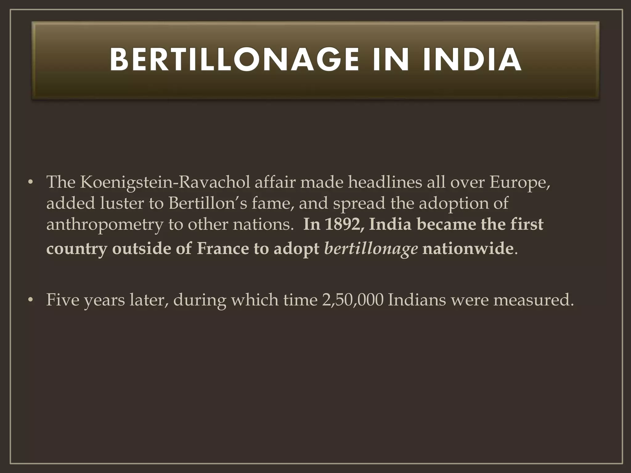 Portrait Parle via Bertillon System By G S Shaktawat | PPTX