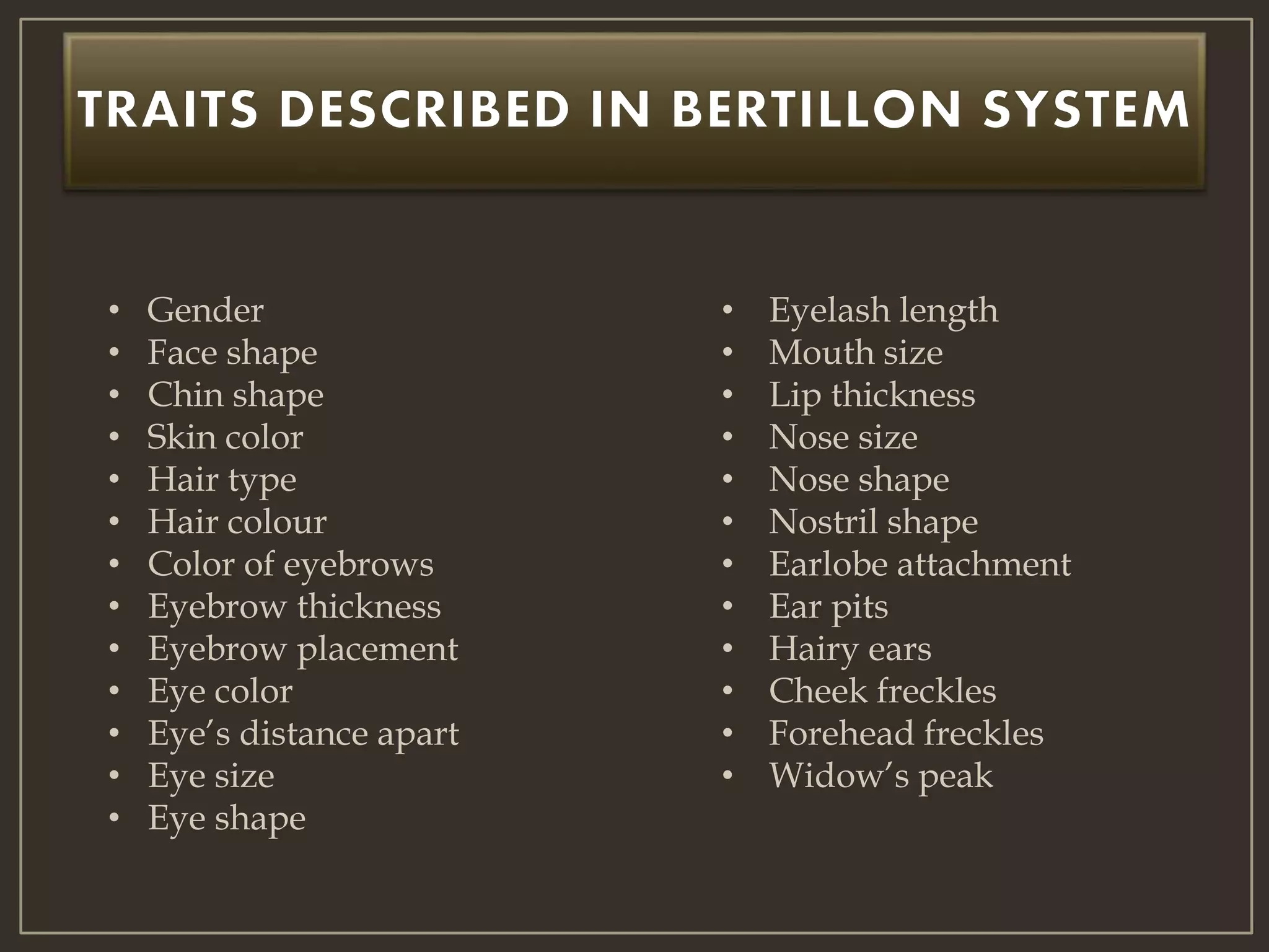 Portrait Parle via Bertillon System By G S Shaktawat | PPTX