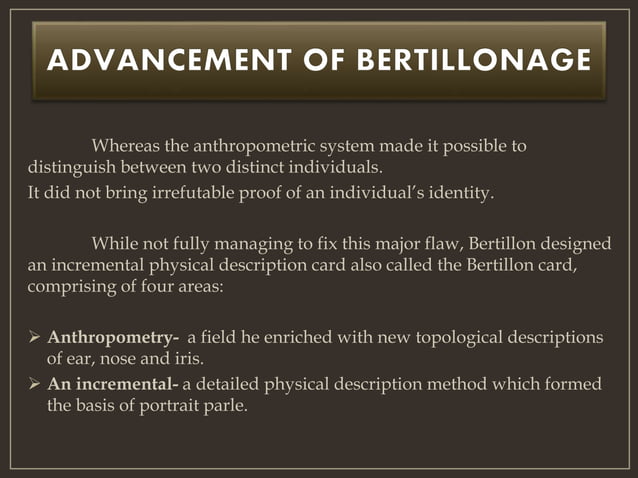 Portrait Parle via Bertillon System By G S Shaktawat | PPTX