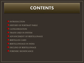 Portrait Parle via Bertillon System By G S Shaktawat | PPTX