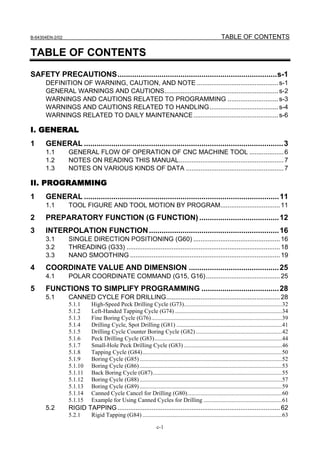 Fanuc 0i operator's manual | PDF