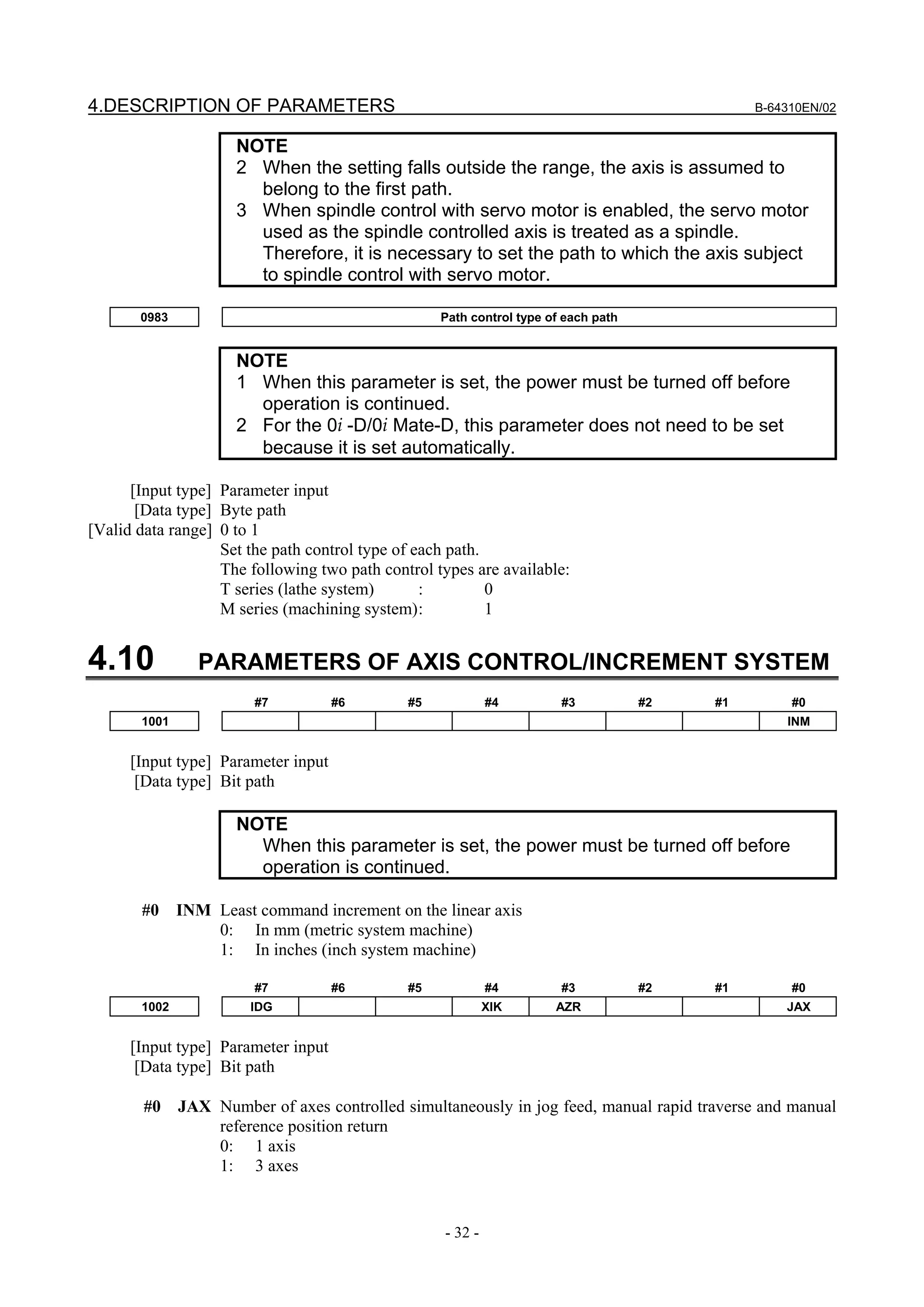 Fanuc 0i parameter manual CNC milling machine | PDF