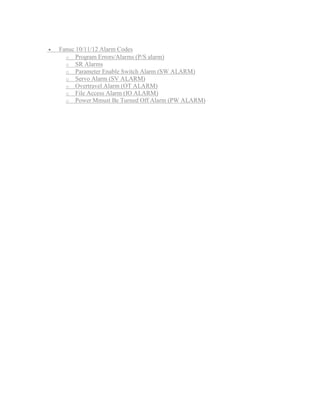 Fanuc 10 alarm list | PDF