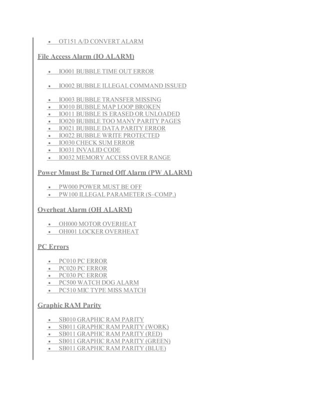 Fanuc 10 alarm list | PDF