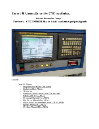 Fanuc 15i alarms | PDF