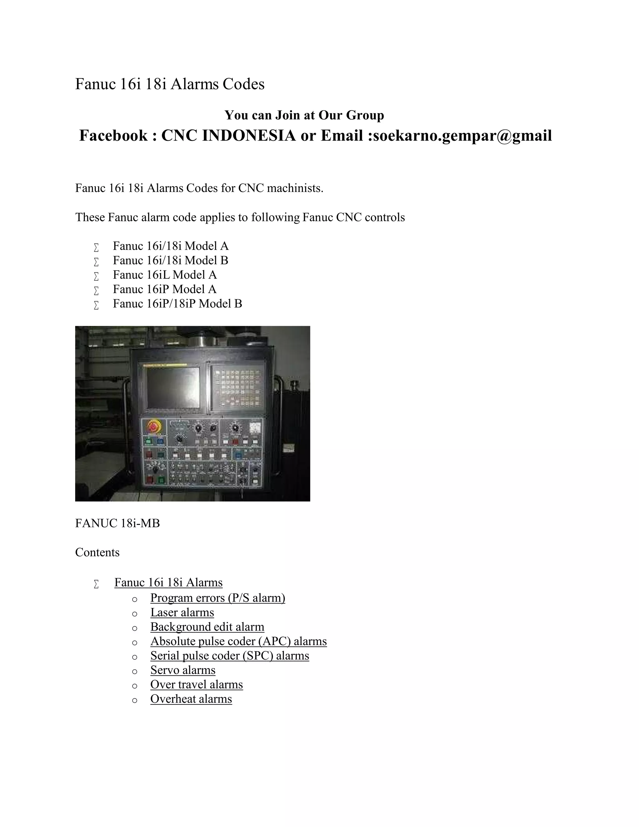 Fanuc 16i 18i alarms | PDF
