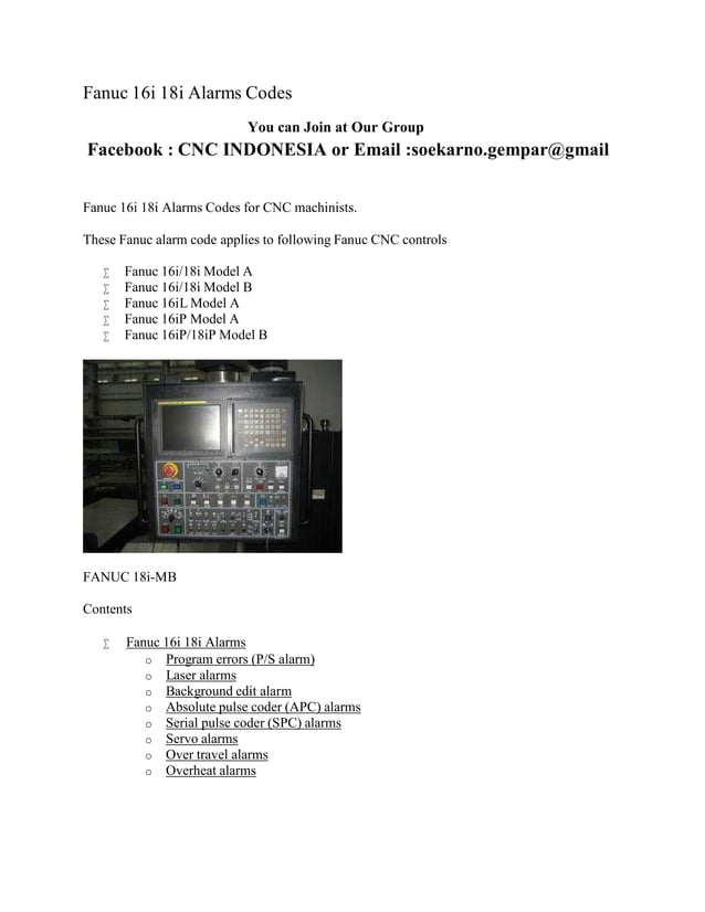 Fanuc 16i 18i alarms | PDF | Radio Control | Hobbies & Interests
