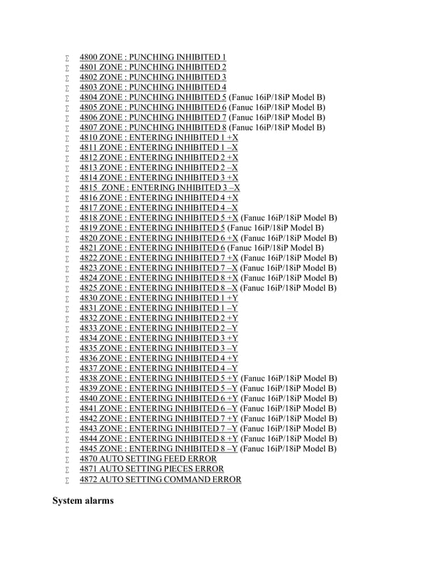 Fanuc 16i 18i alarms