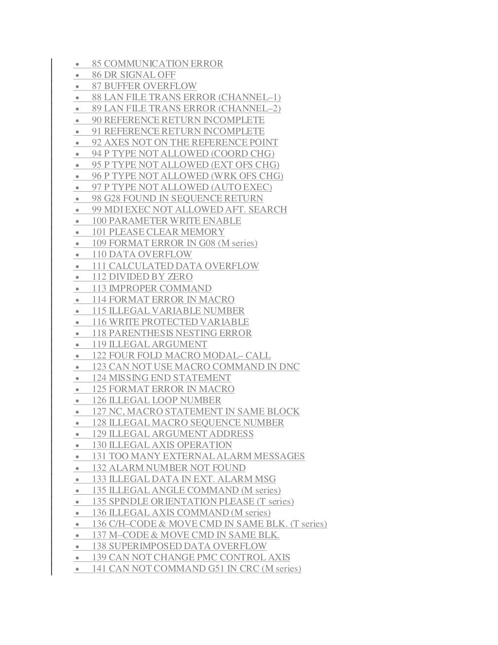 Fanuc 21i Alarm Codes 