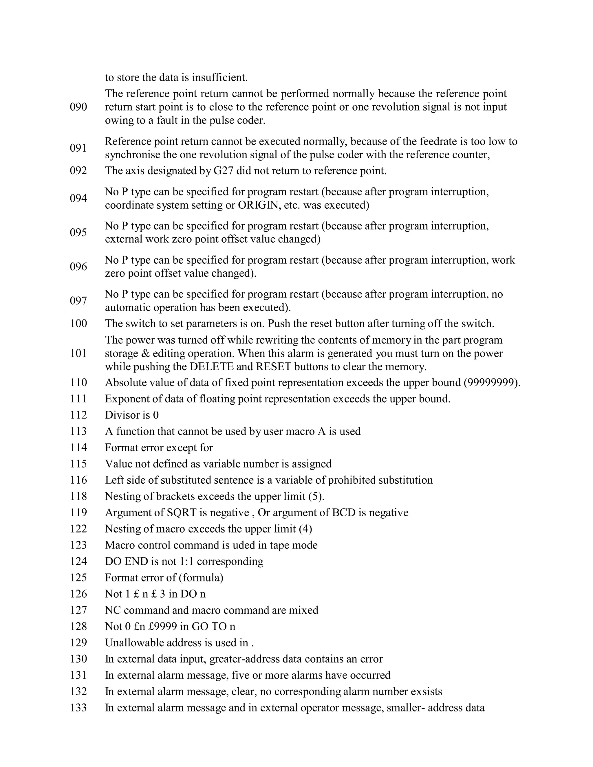 Fanuc alarms fanuc 6 alarms | PDF