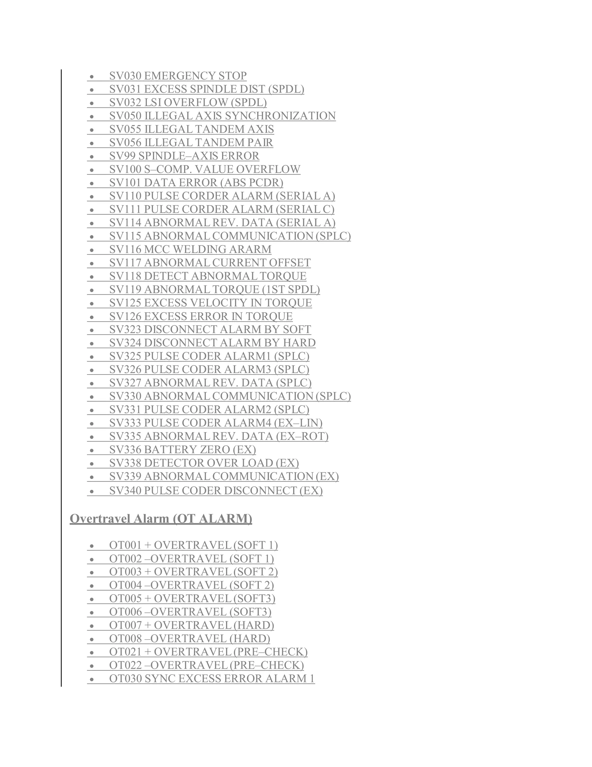 Fanuc alarms fanuc series 15 alarm codes | PDF