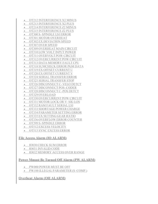 Fanuc alarms fanuc series 15 alarm codes | PDF