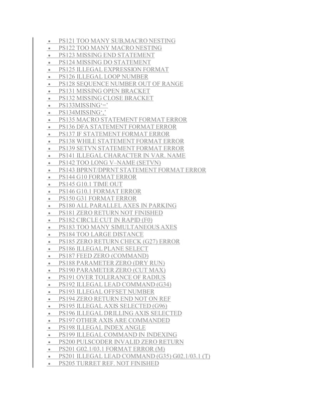 Fanuc alarms fanuc series 15 alarm codes | PDF