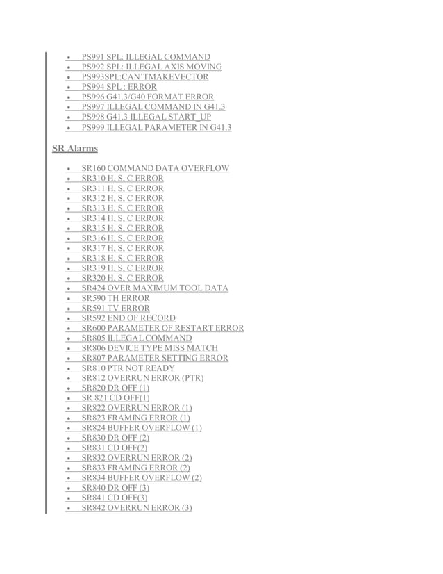 Fanuc alarms fanuc series 15 alarm codes | PDF