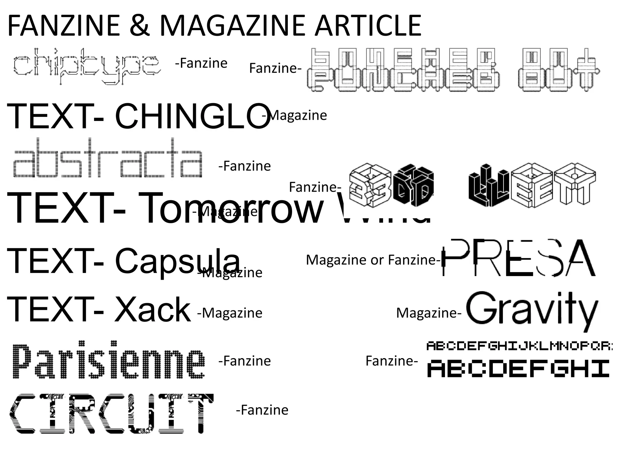 Fanzine and Magazine Article Plan | PPT