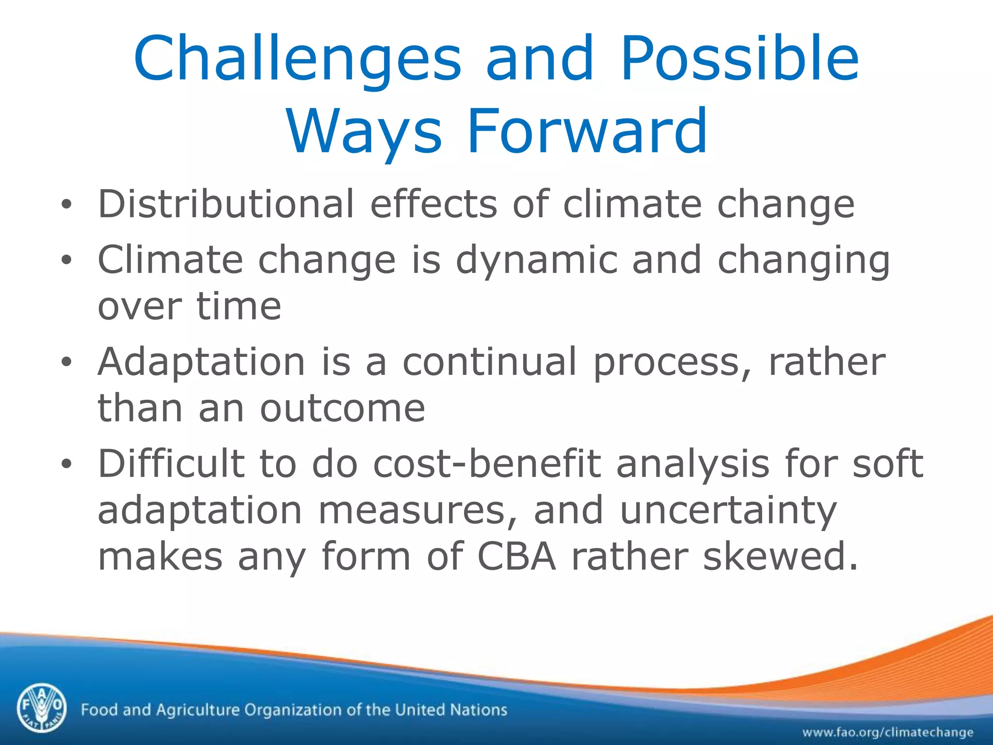 Methods and tools for adaptation appraisal in agriculture and assessing ...