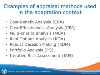 Methods and tools for adaptation appraisal in agriculture and assessing crop production | PDF