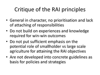 "Responsible agricultural investments – how to make principles and ...
