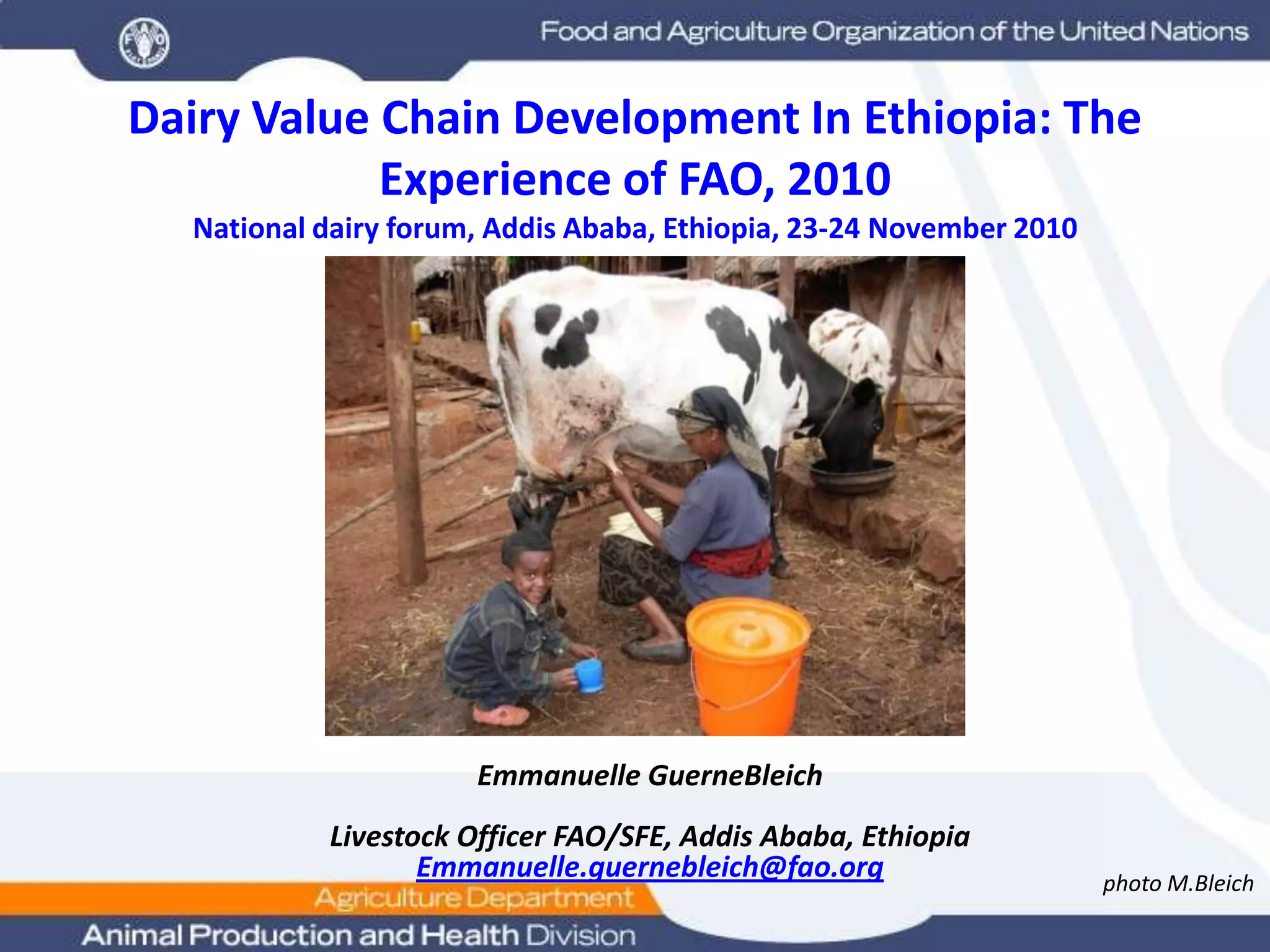 Dairy Value Chain Development In Ethiopia: The Experience of FAO | PPTX | Agriculture | Industries