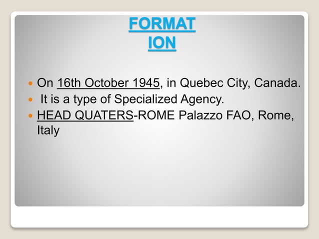 FAO - FOOD AND AGRICULTURE ORGANIZATION -Power Point Presentation ...