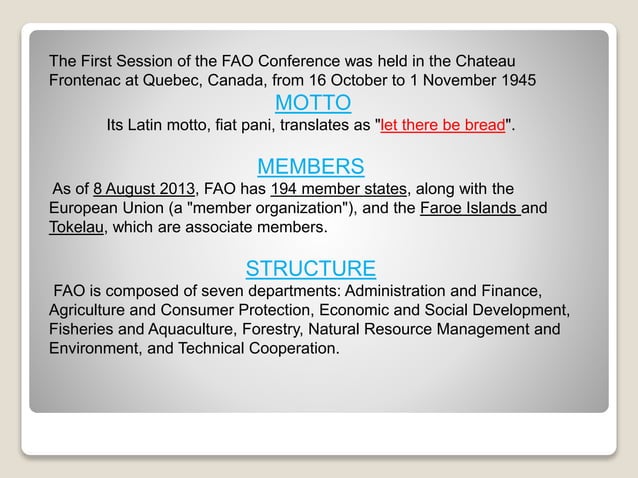 FAO - FOOD AND AGRICULTURE ORGANIZATION -Power Point Presentation ...