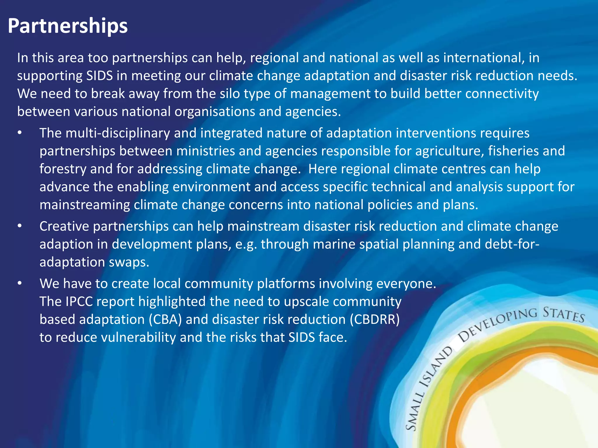 Climate change and natural resources management in SIDS in the context ...