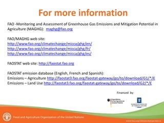 FAOSTAT emissions database and Capacity Development for supporting GHG ...