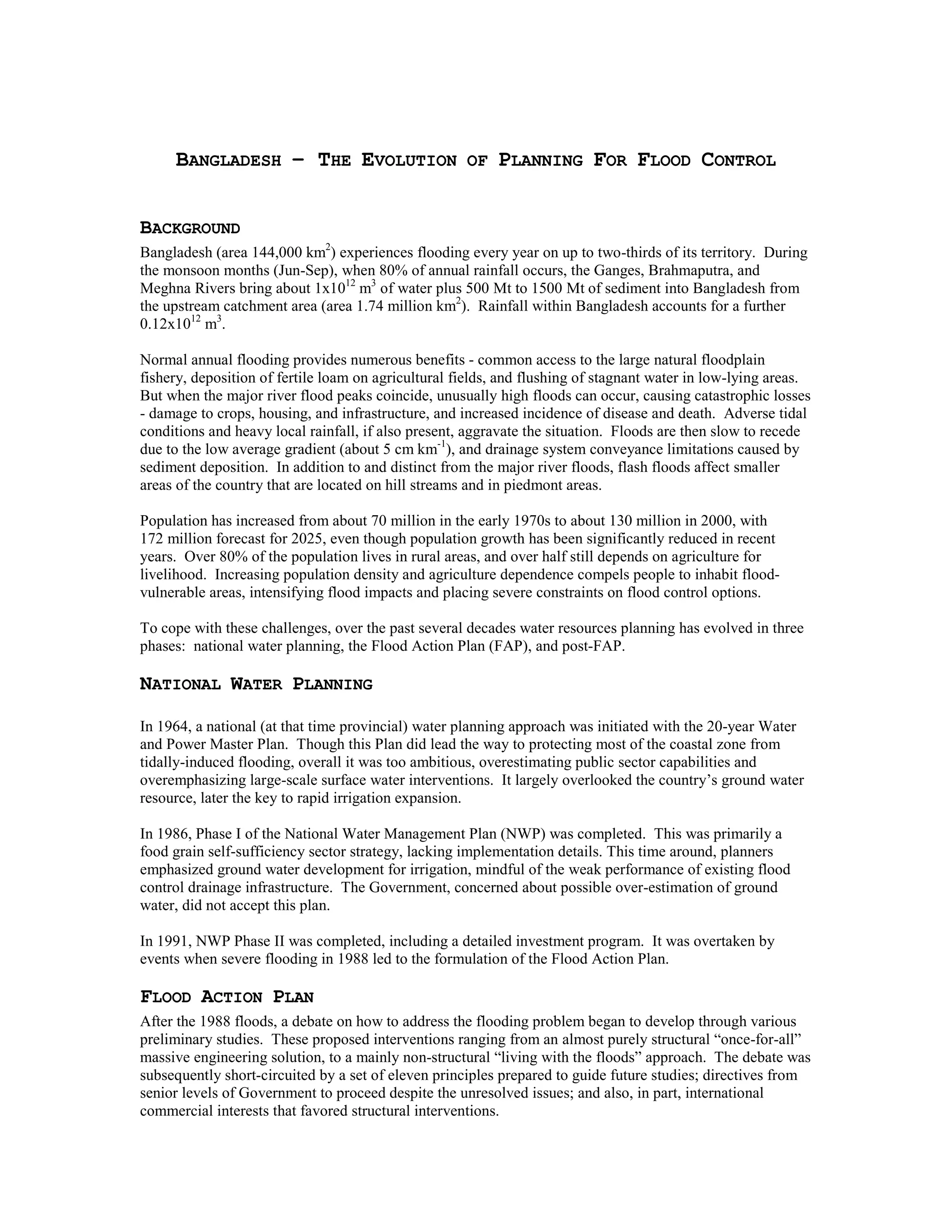 Bangladesh Flood Action Plan | PDF