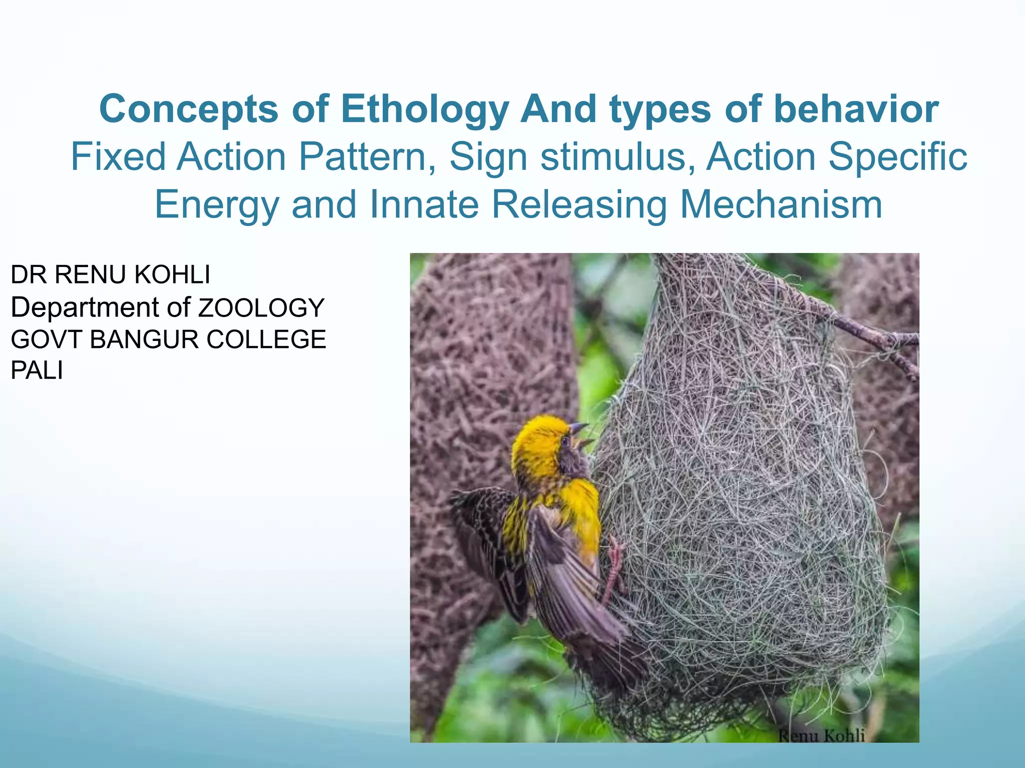 Concepts of Ethology | PPTX