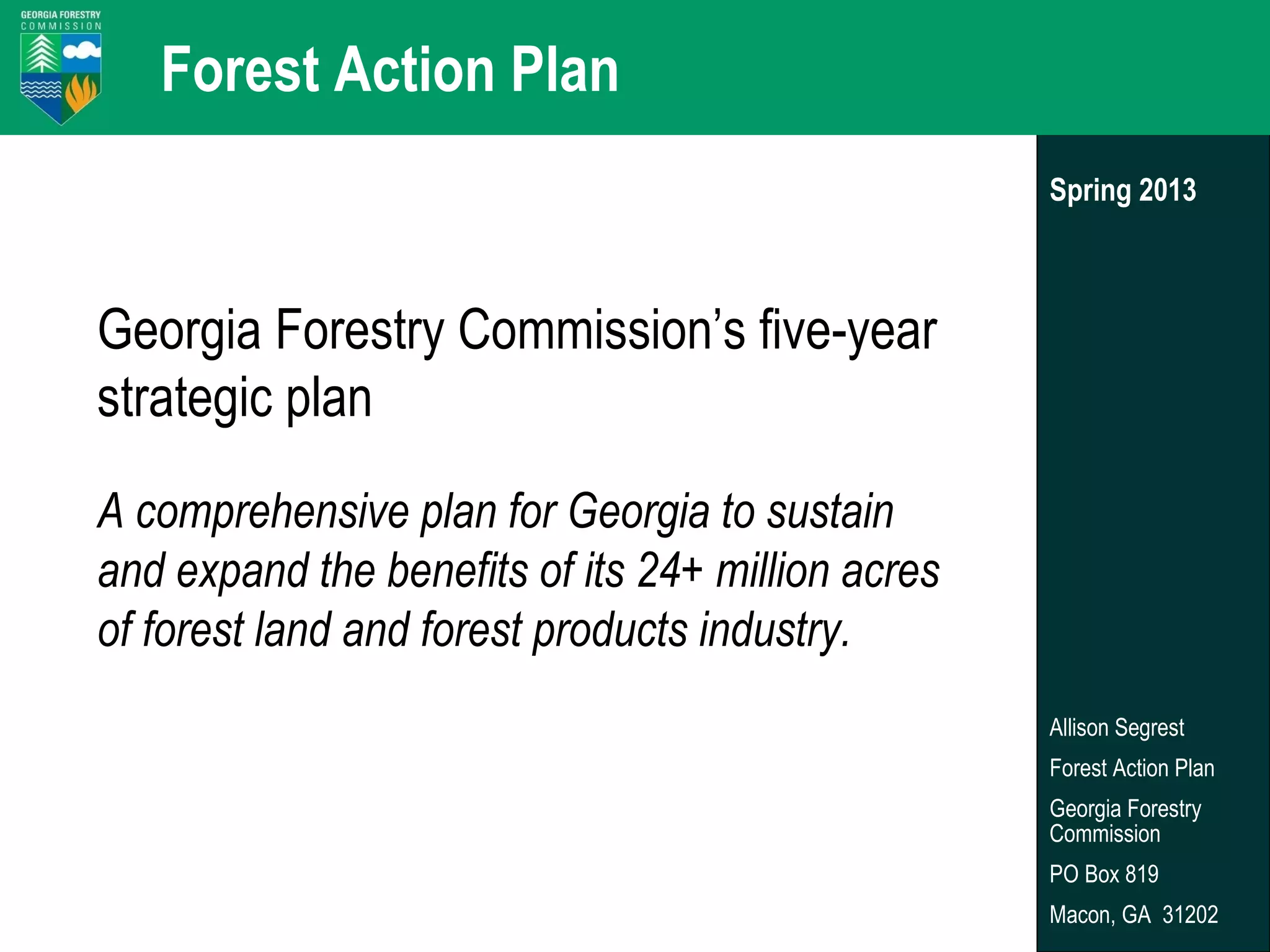Forest Action Plan | PPT