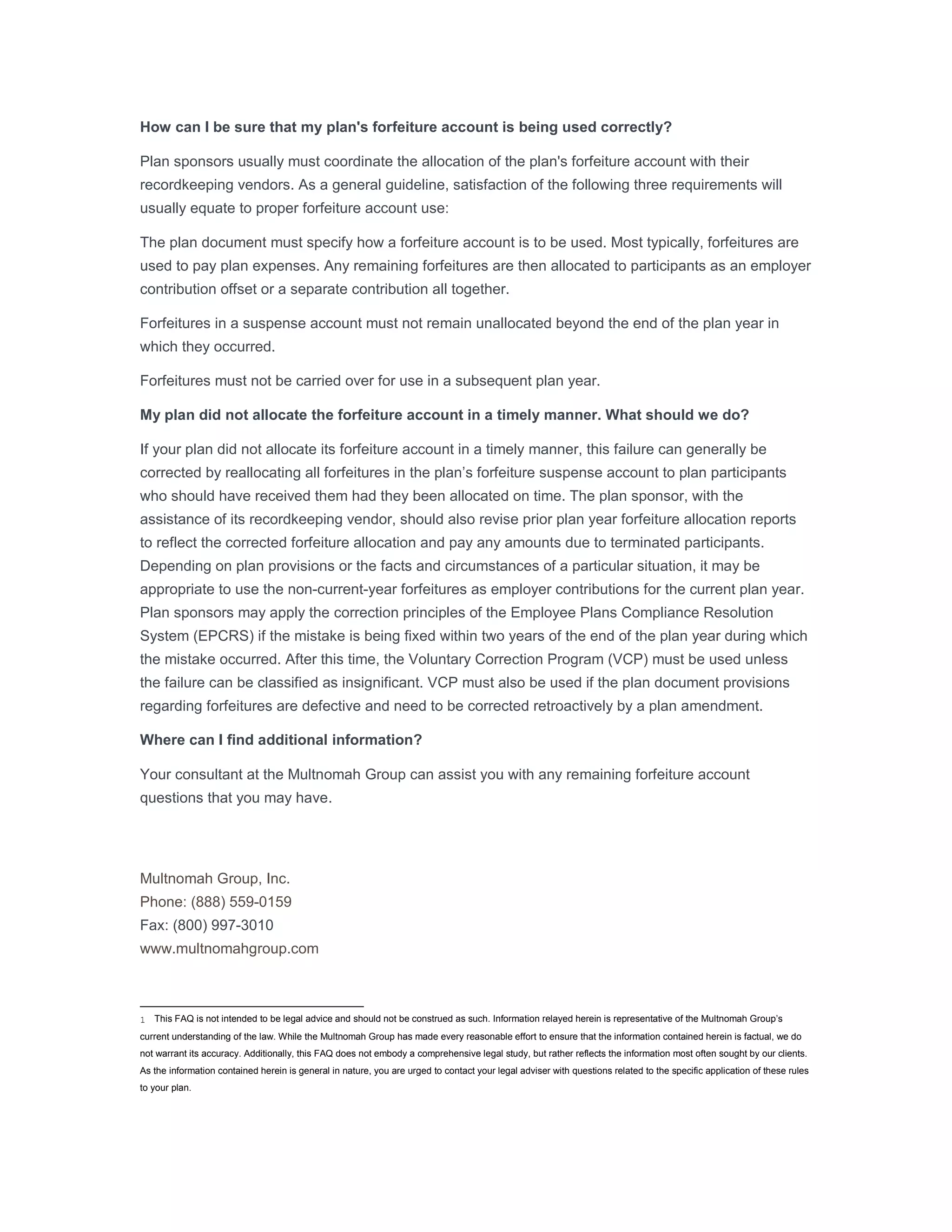 FAQ: Forfeiture Accounts | PDF