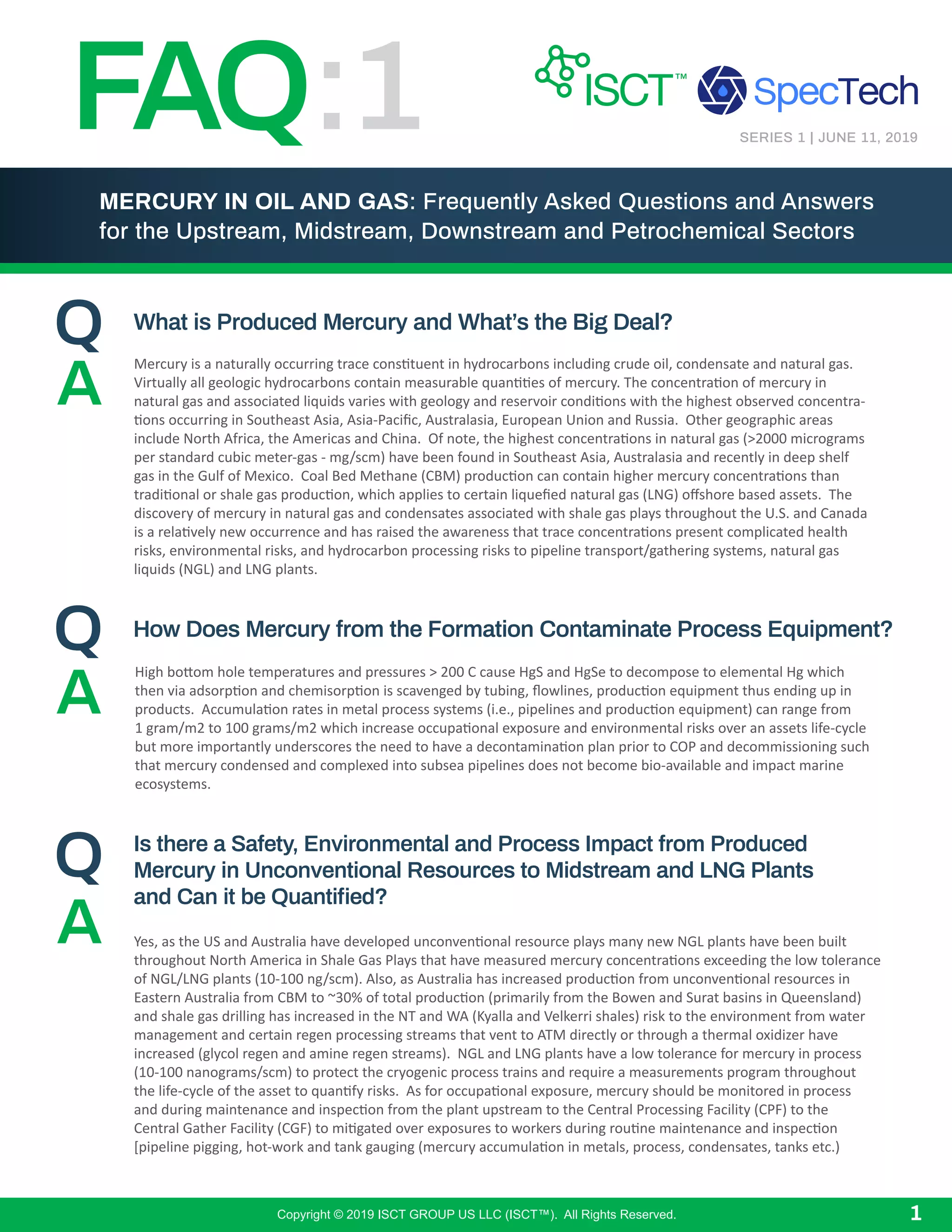 FAQs Mercury in Oil and Gas Series 1 | PDF | Commodities | Economy