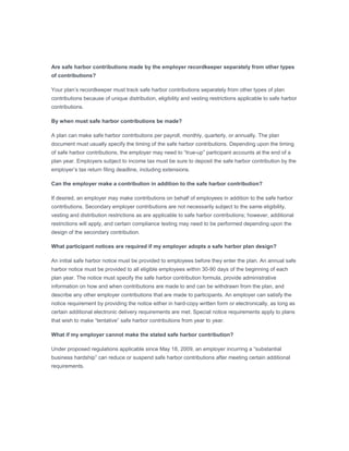FAQ: Safe Harbor Plan Design Options | PDF