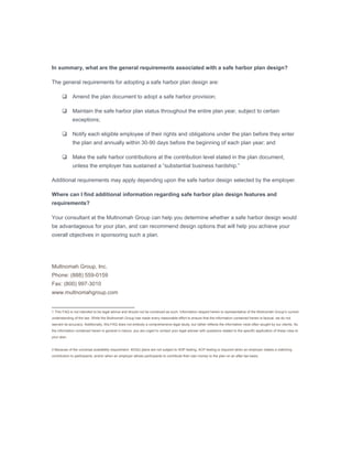 FAQ: Safe Harbor Plan Design Options | PDF