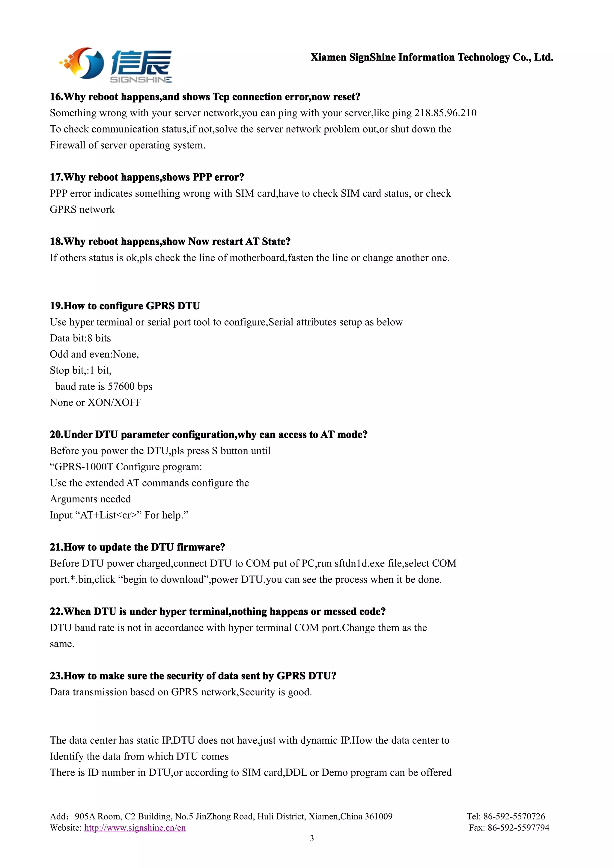 Faq for sign shine industrial serial gprs gsm modem ip modem dtu | PDF