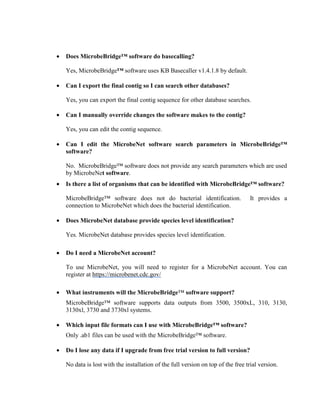 FAQ for MicrobeBridge Software | PDF