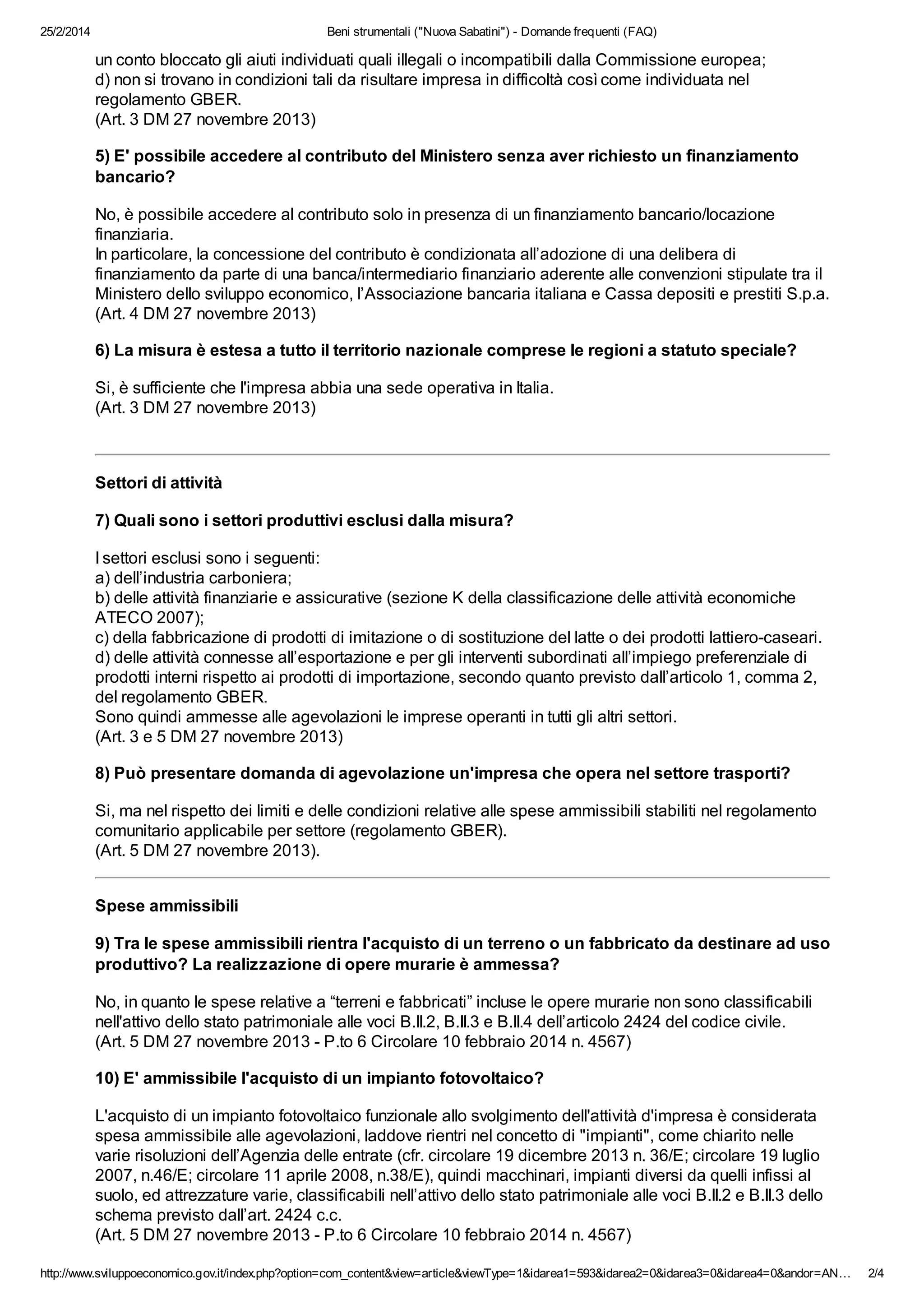Nuova Sabatini: disponibili le FAQ | PDF