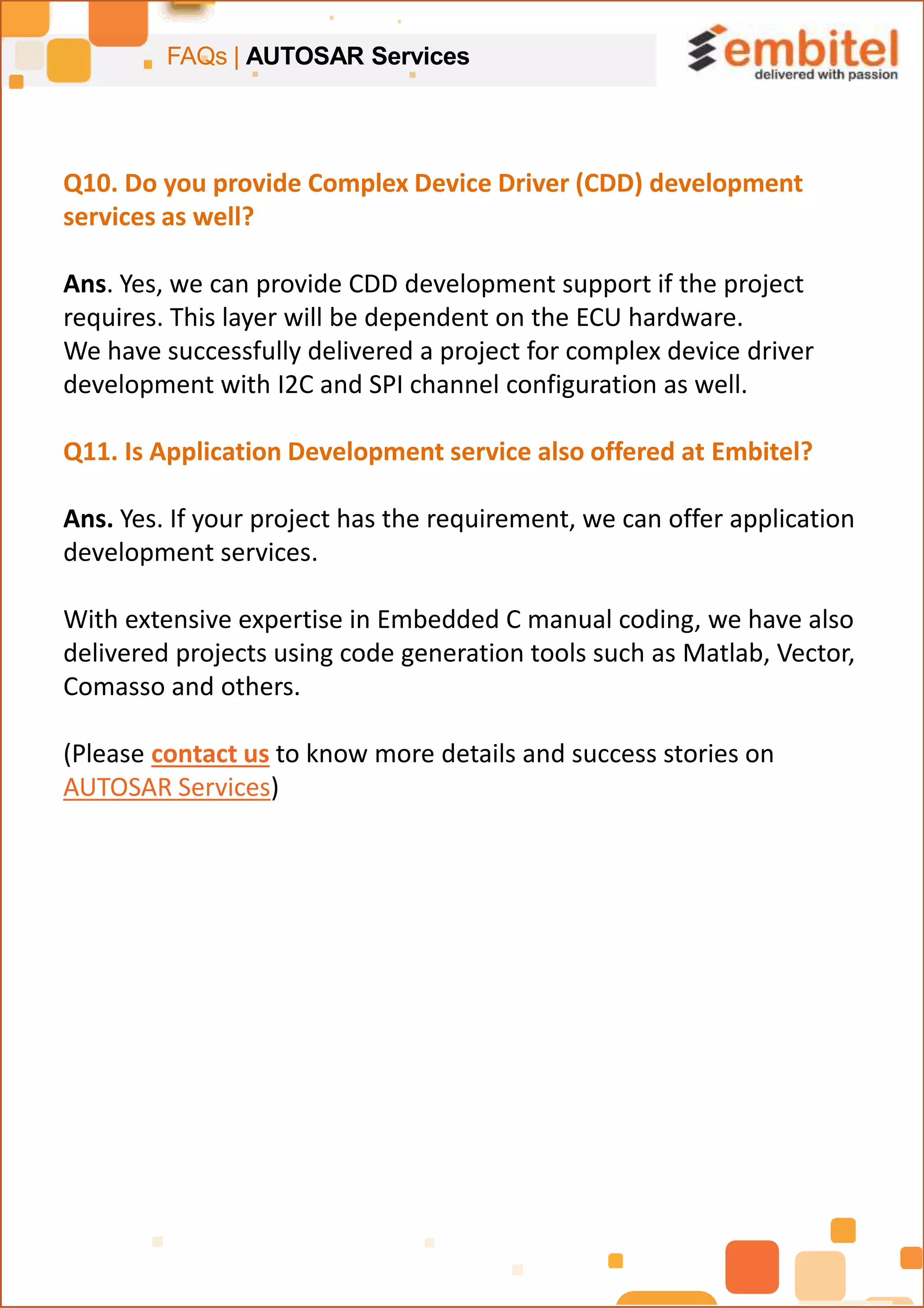 Frequently Asked Questions on AUTOSAR Services | PPTX