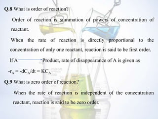 FAQ on chemical Reaction Engineering | PPTX