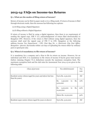 Faq on income tax return | PDF | Personal Taxes | Personal Finance